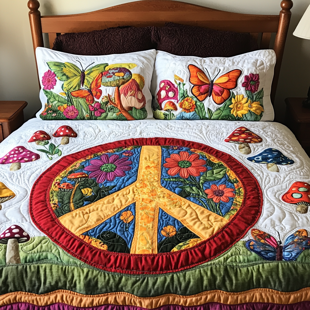 Hippie Peace DAI150125258 Quilt Bedding Set – Alpha Quilt