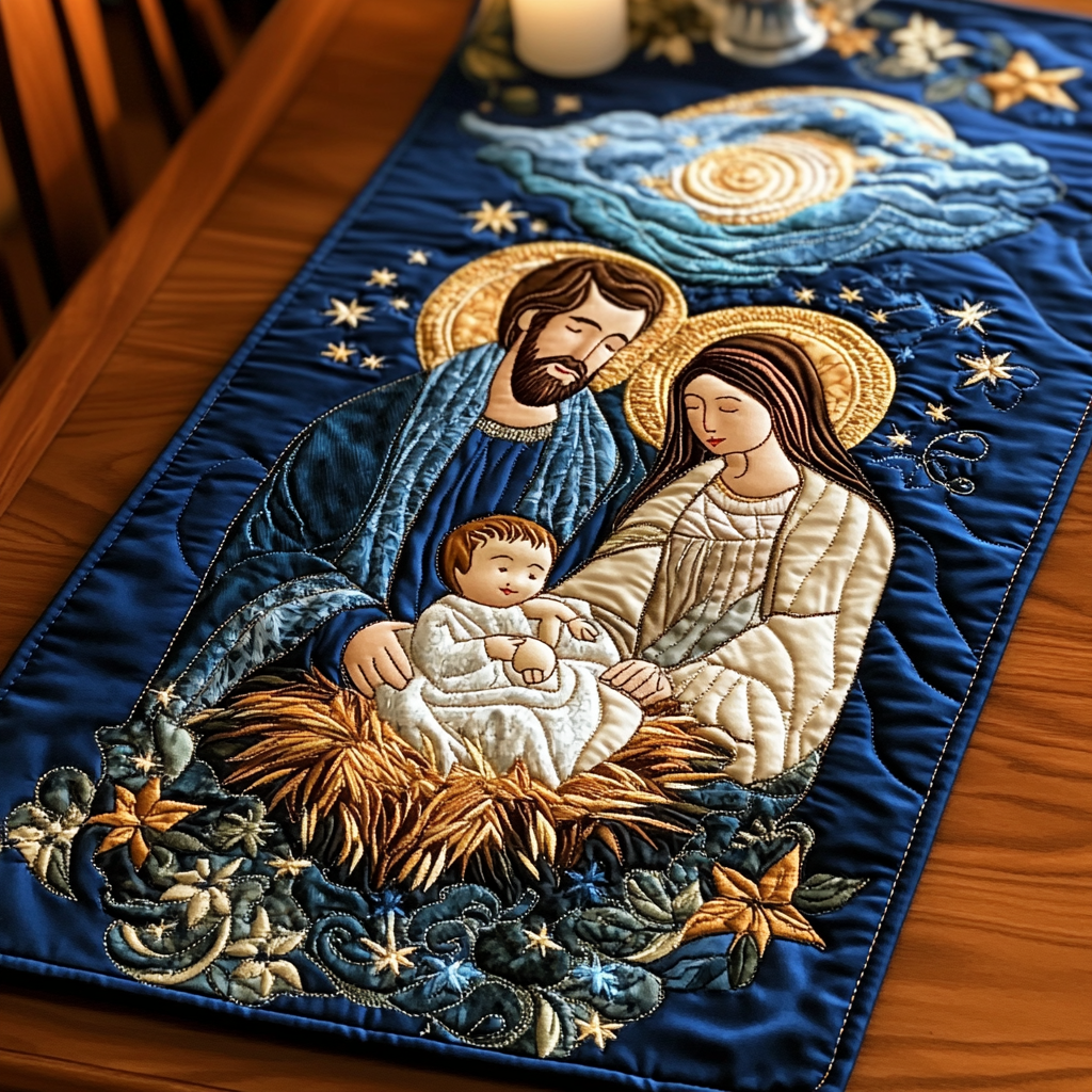 Nativity TAI111124321 Quilted Table Runner – Alpha Quilt