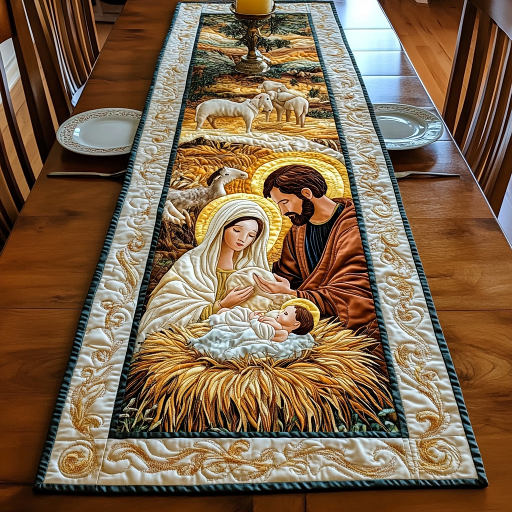 Nativity Scene TAI021024324 Quilted Table Runner – Alpha Quilt