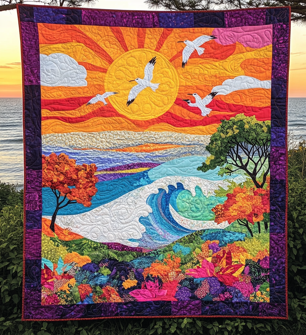 Sunset Seagull DAI281124063 Quilt Blanket – Alpha Quilt