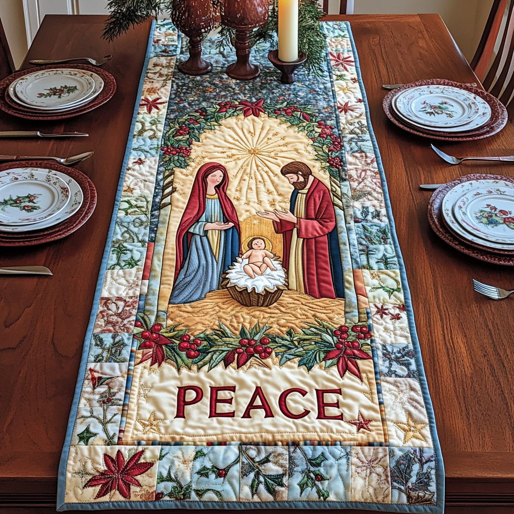 Nativity TAI041024272 Quilted Table Runner – Alpha Quilt