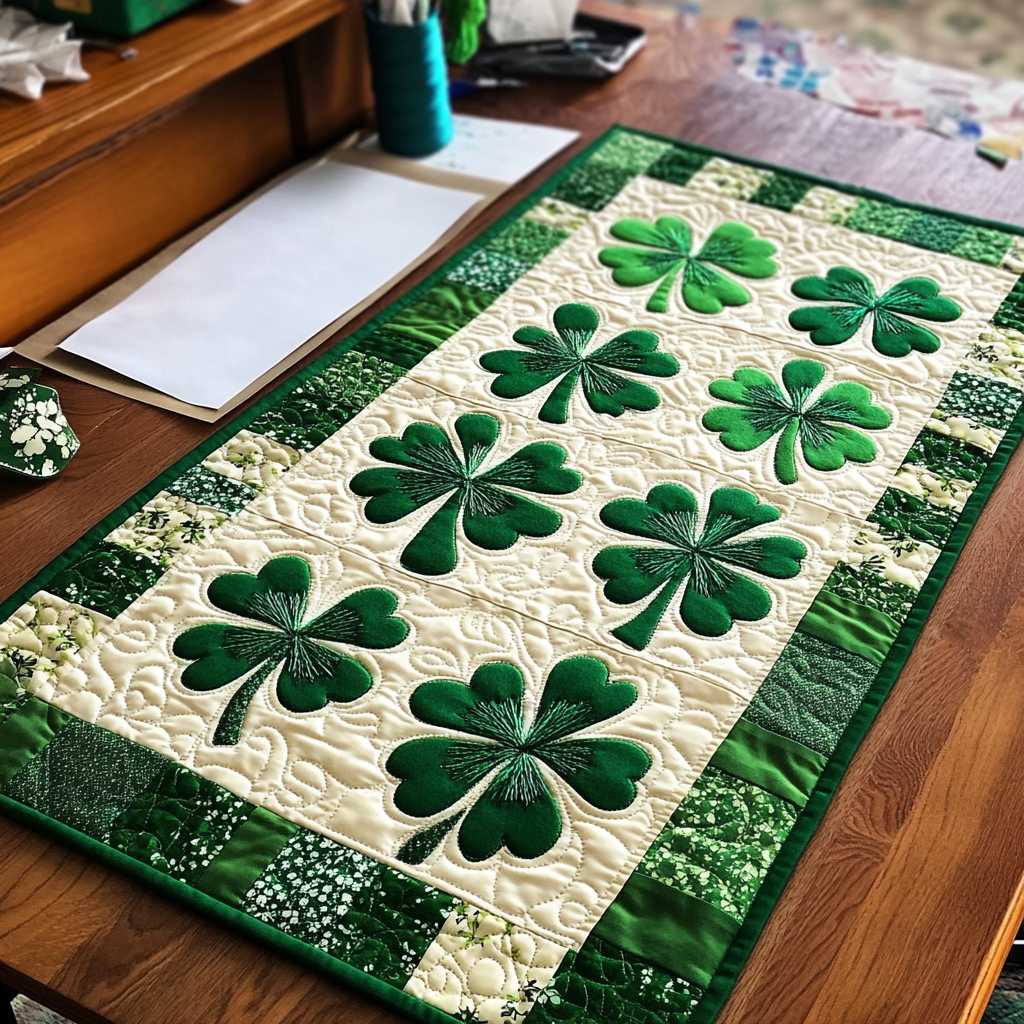 Shamrock TAI121024005 Quilted Table Runner – Alpha Quilt
