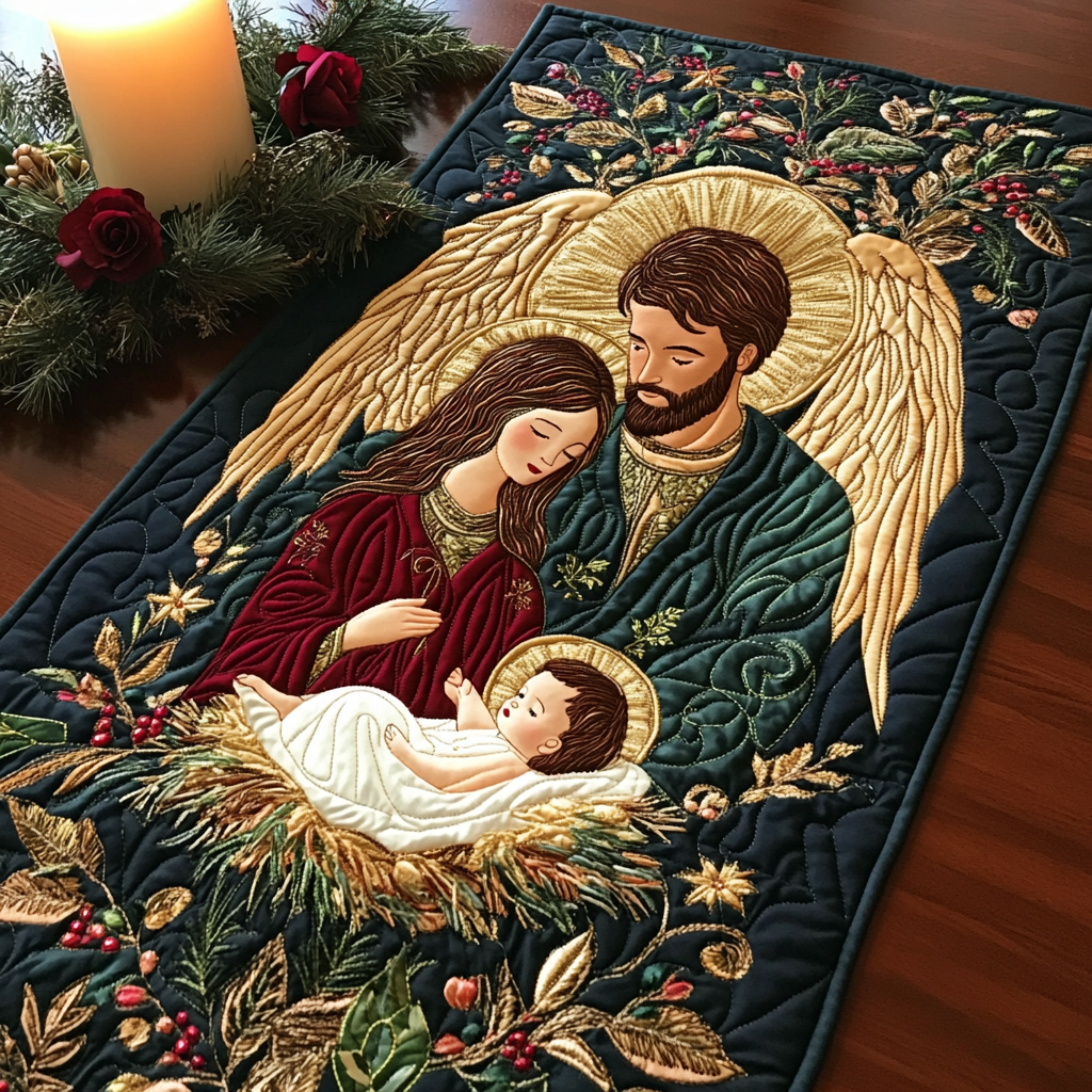 Nativity TAI111124338 Quilted Table Runner – Alpha Quilt