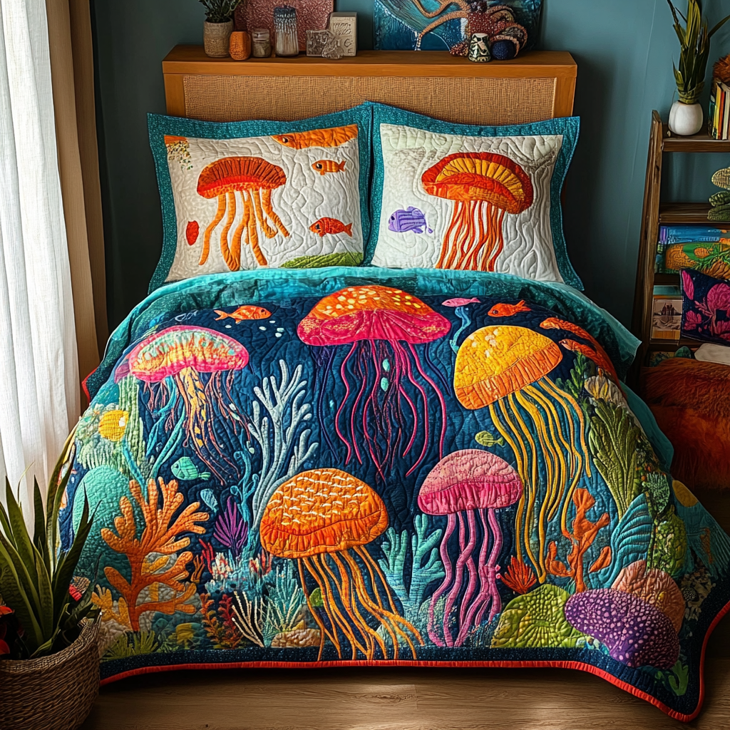 Jellyfish Ocean DAI171224188 Quilt Bedding Set – Alpha Quilt