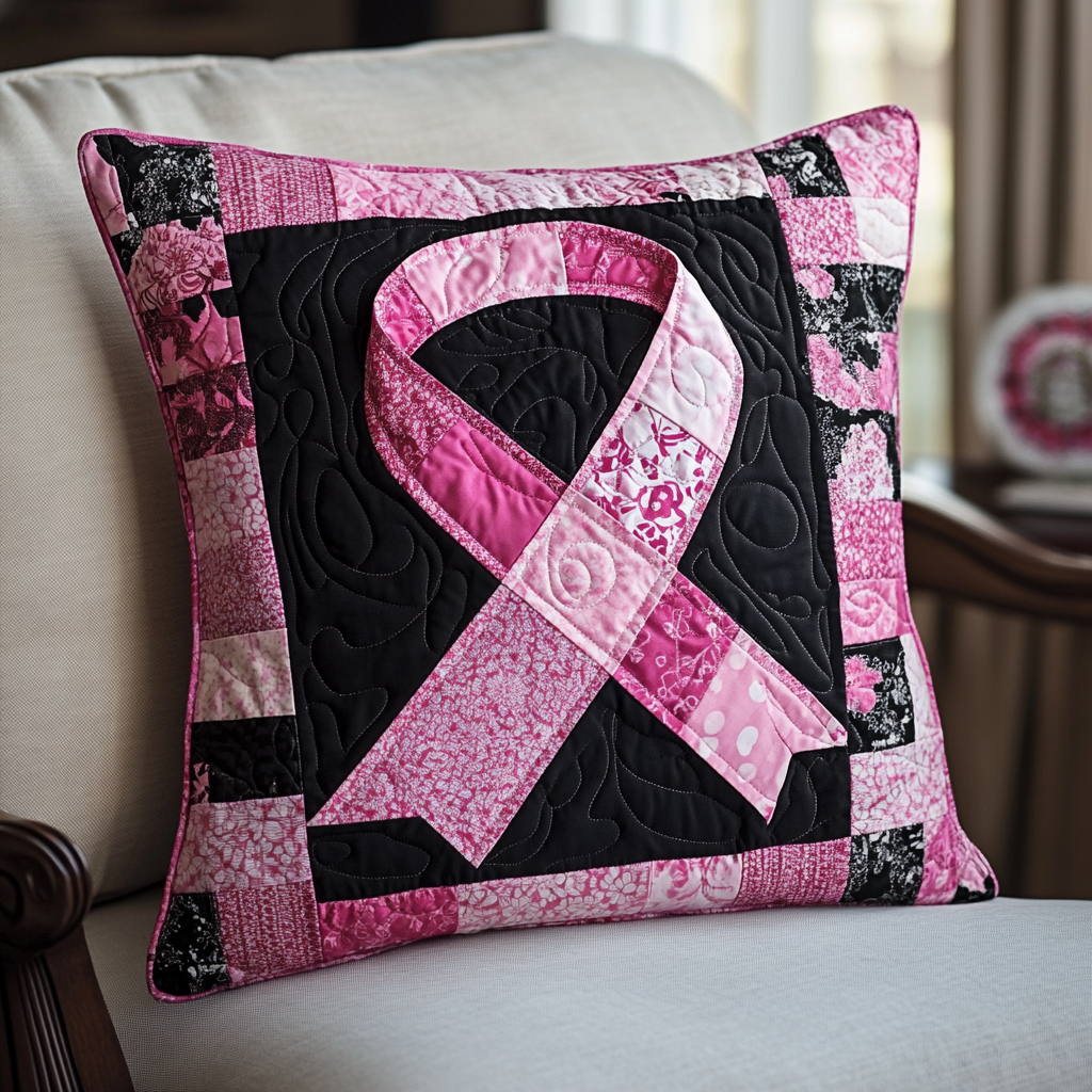 Breast Cancer Ribbon TAI101224279 Quilted Pillow Case – Alpha Quilt