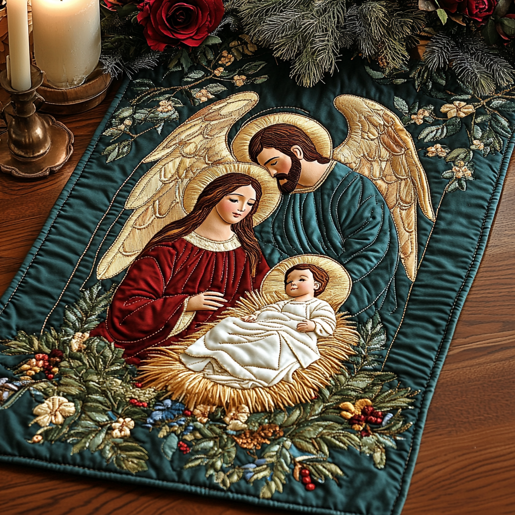 Nativity TAI111124340 Quilted Table Runner – Alpha Quilt