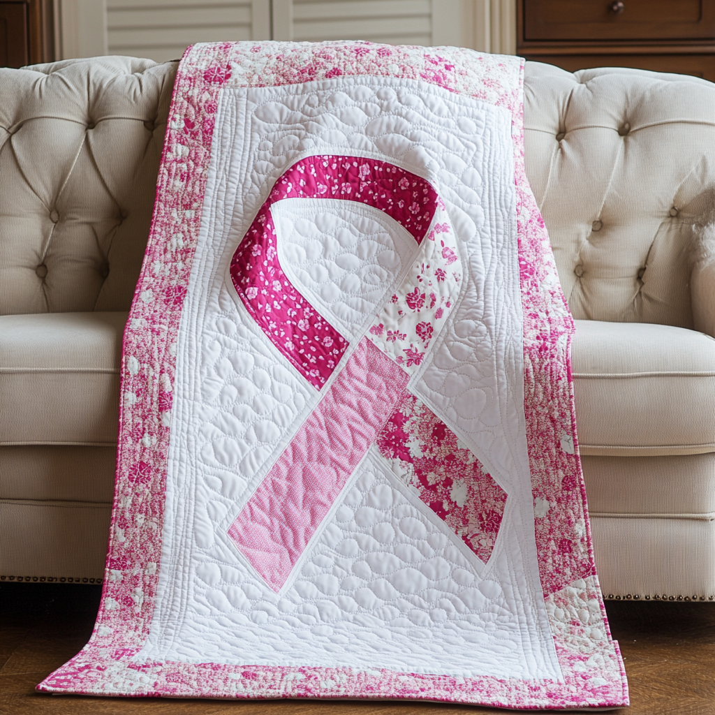 Breast Cancer Ribbon TAI101224191 Quilt Blanket – Alpha Quilt