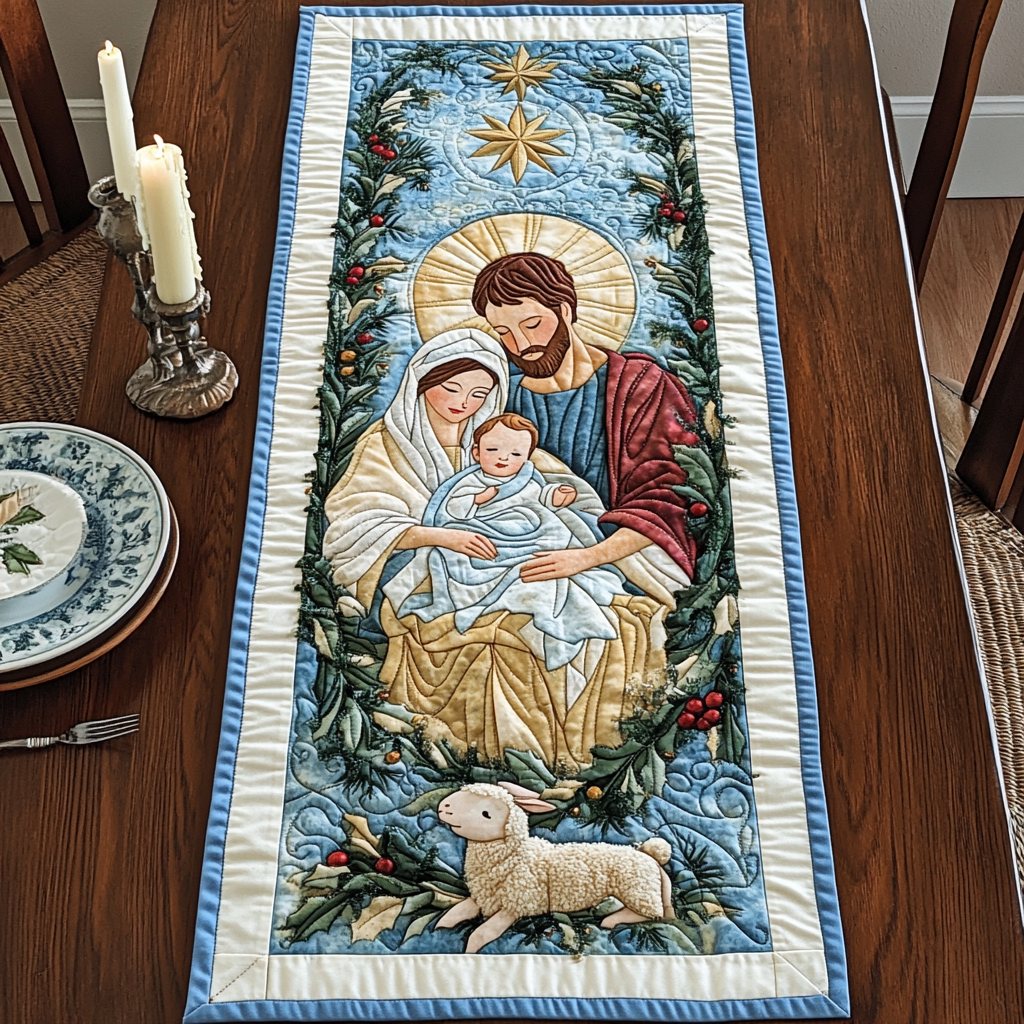 Nativity TAI041024269 Quilted Table Runner – Alpha Quilt
