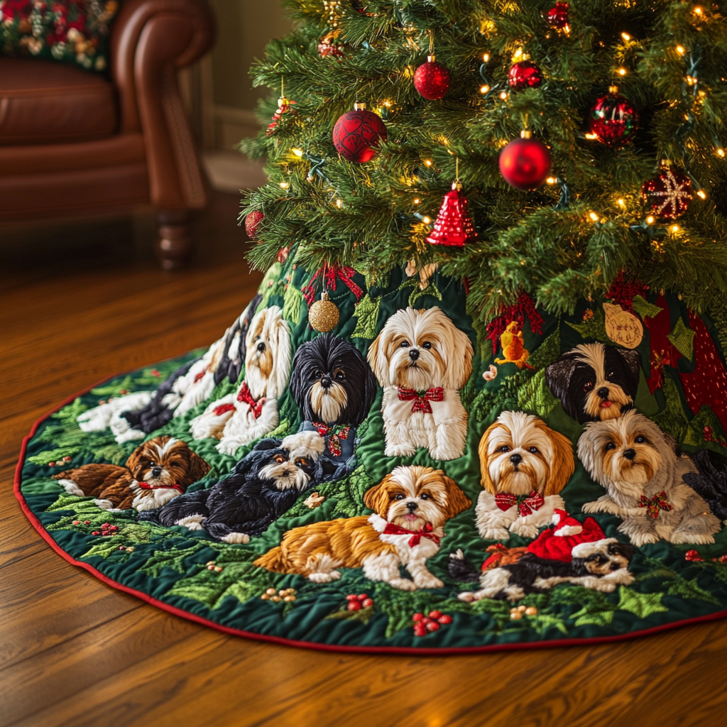 Shih Tzu TAI111124393 Quilted Tree Skirt – Alpha Quilt