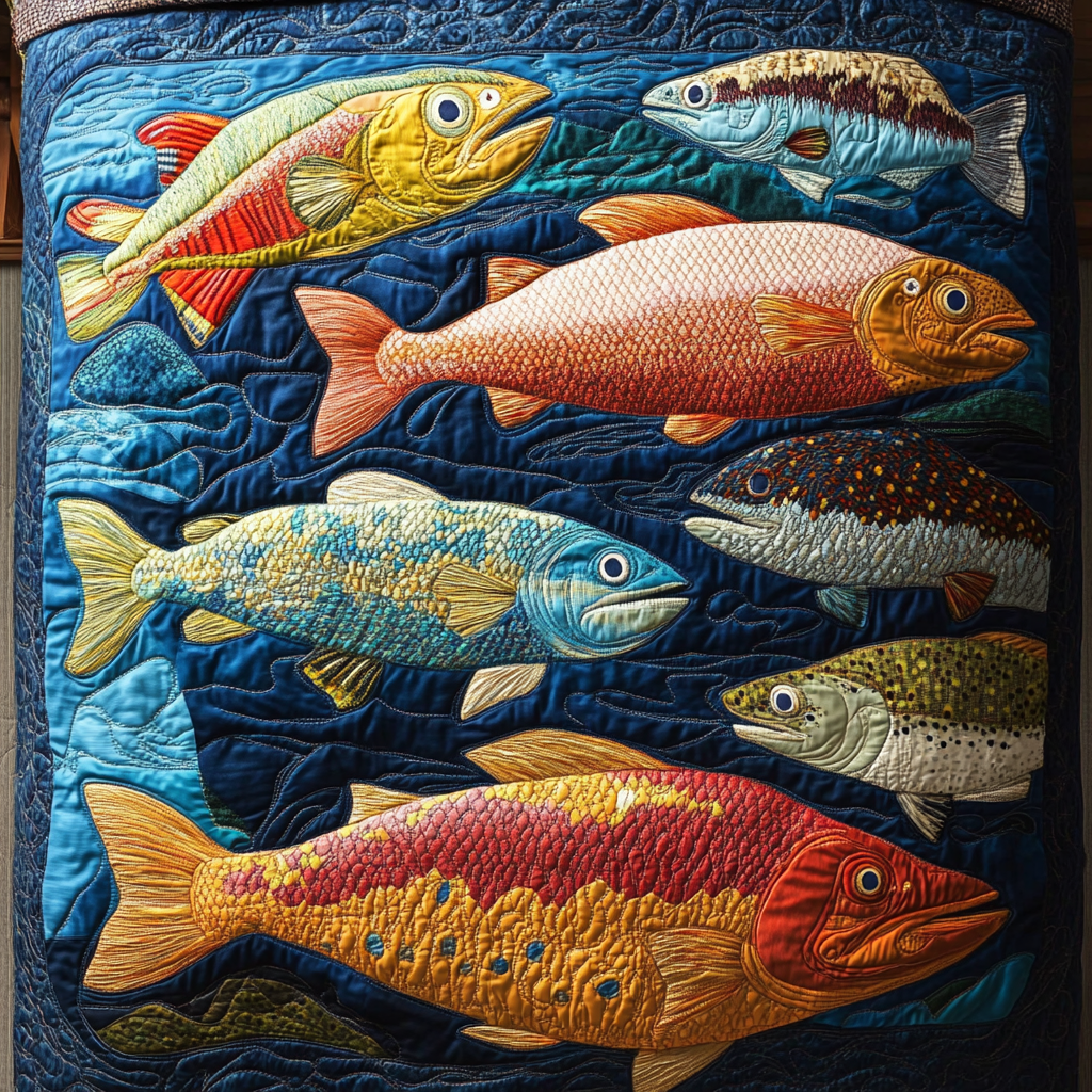 Trout Fish DAI150125005 Quilt Blanket – Alpha Quilt