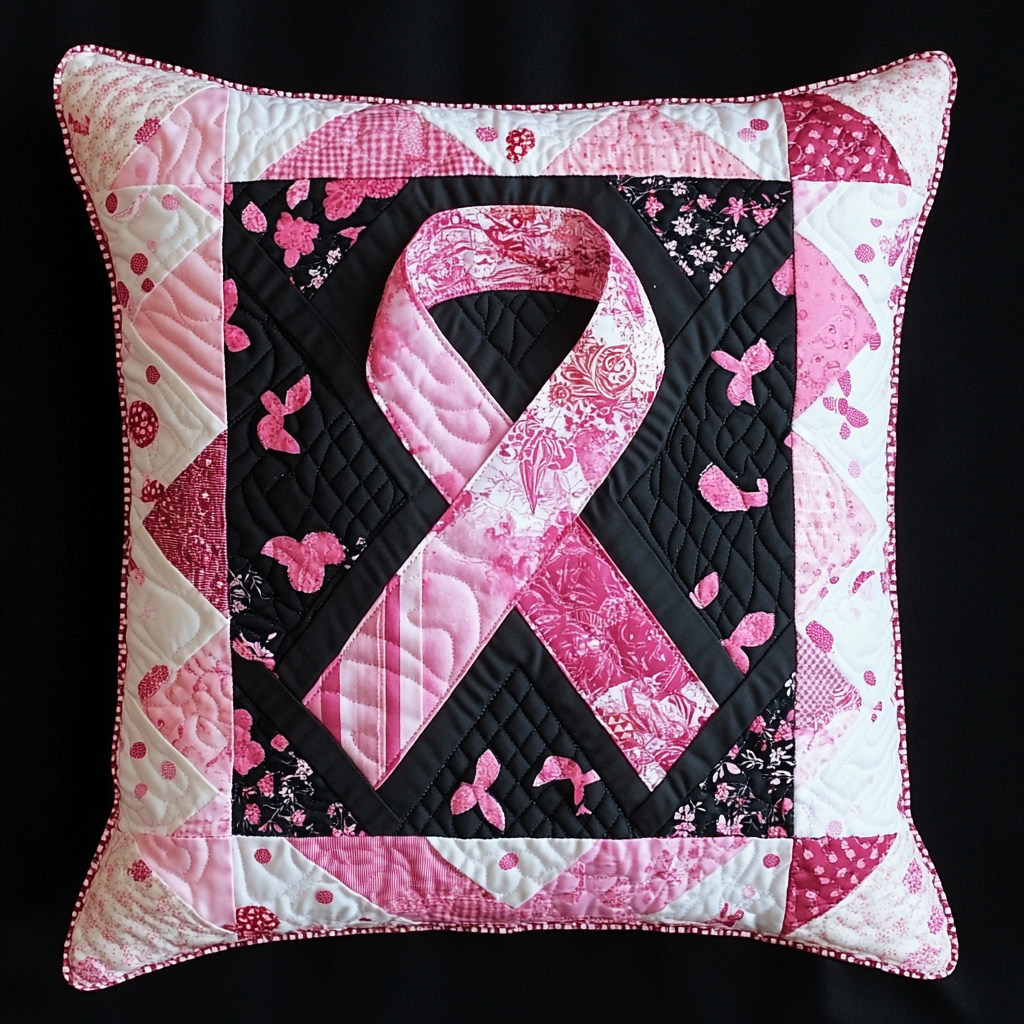 Breast Cancer Ribbon TAI101224270 Quilted Pillow Case – Alpha Quilt