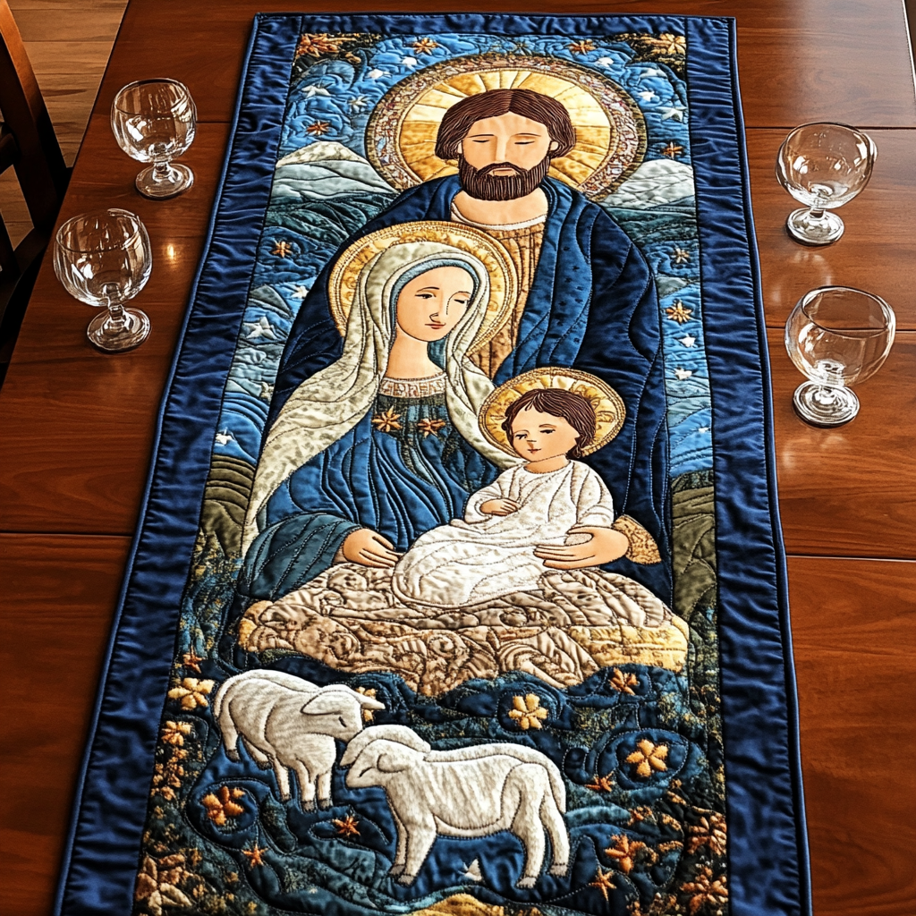 Nativity TAI111124324 Quilted Table Runner – Alpha Quilt