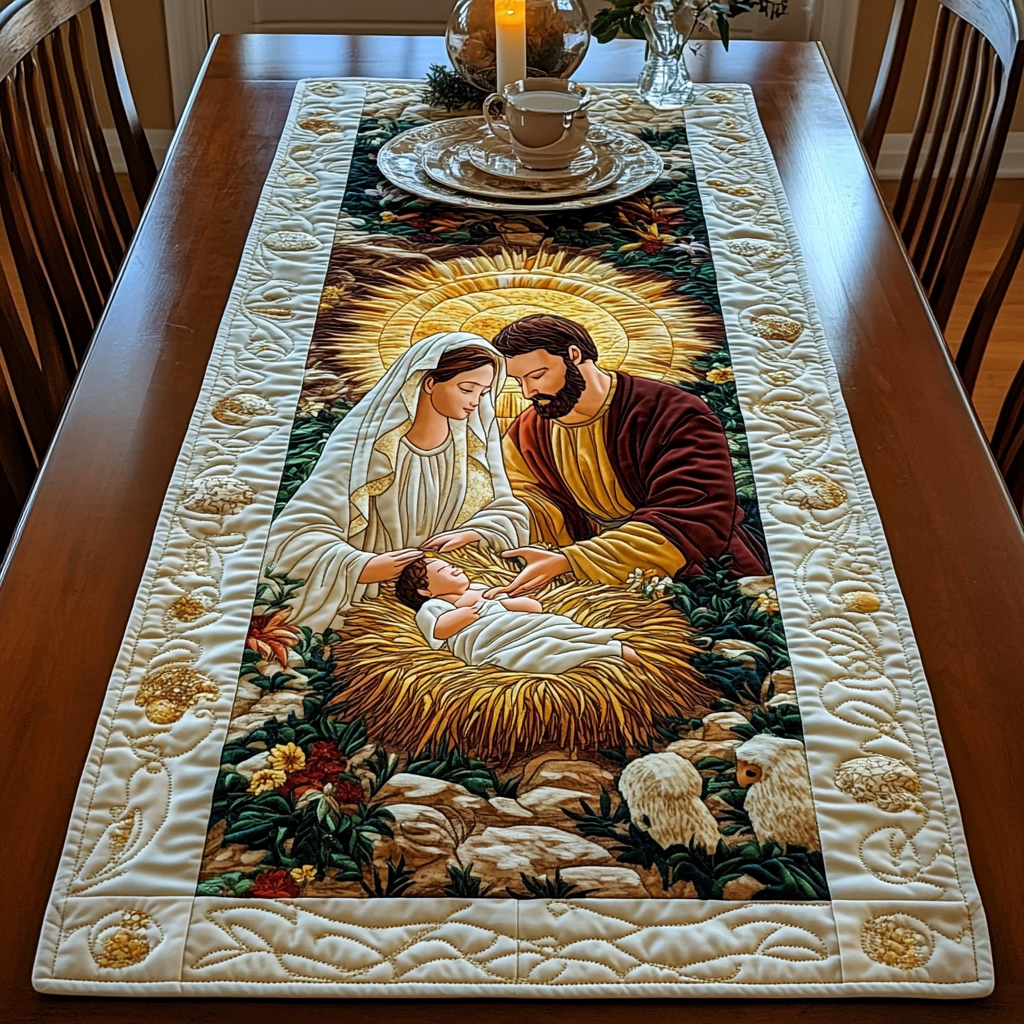 Nativity Scene TAI021024319 Quilted Table Runner – Alpha Quilt