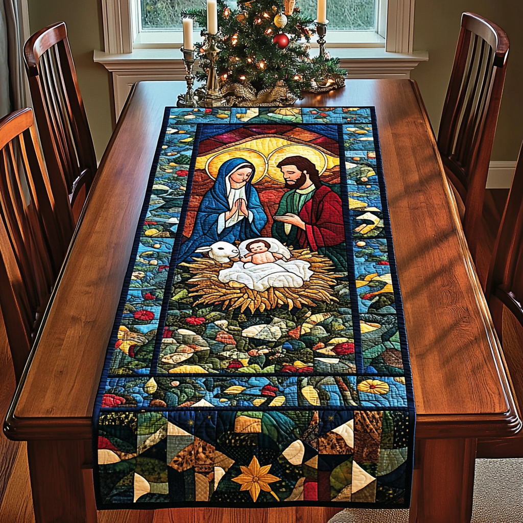 Nativity TAI041024274 Quilted Table Runner – Alpha Quilt