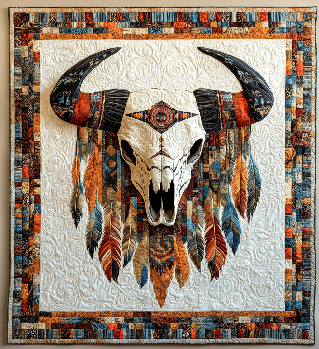 Tribal Bull Skull DAI171224027 Quilt Blanket – Alpha Quilt