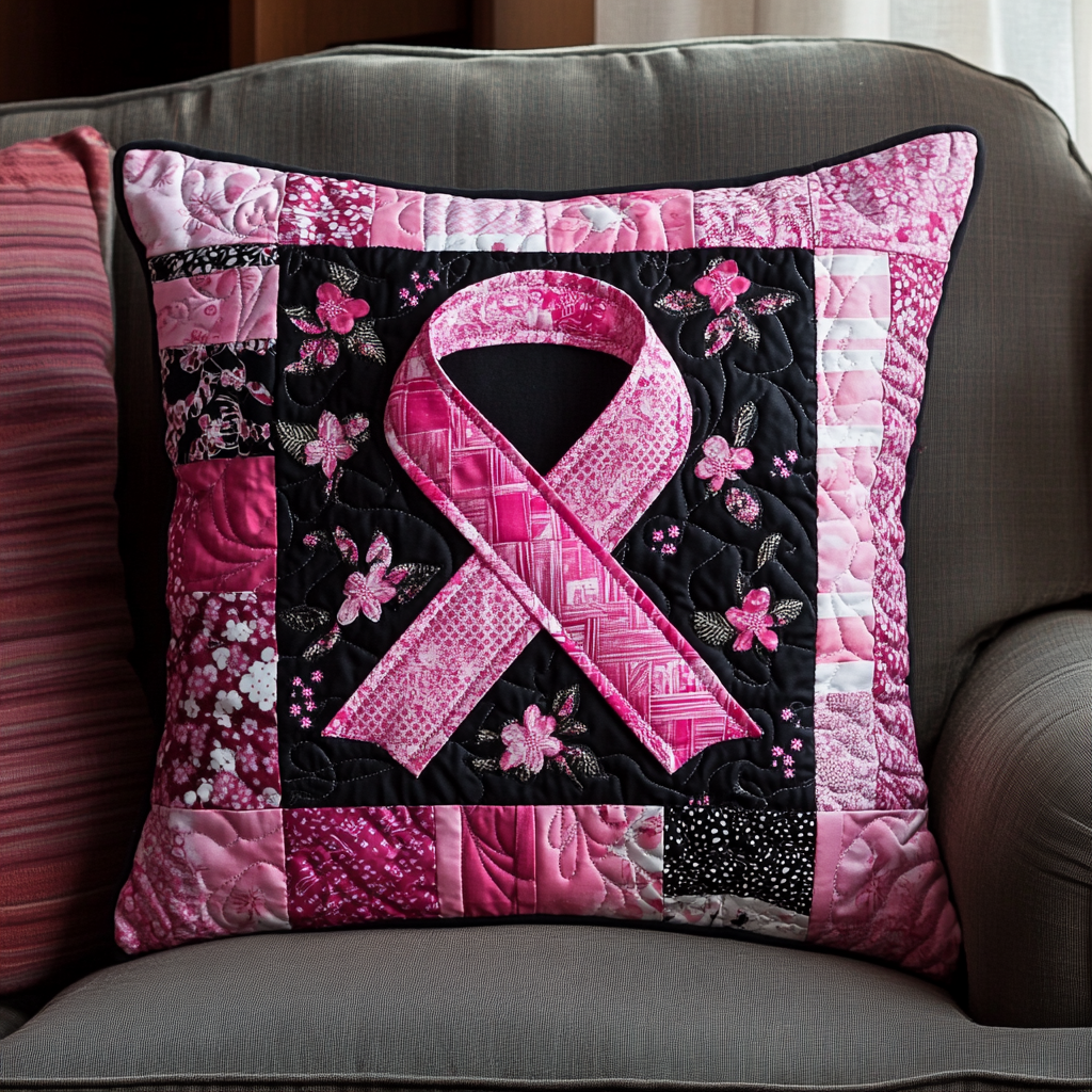 Breast Cancer Ribbon TAI101224277 Quilted Pillow Case – Alpha Quilt