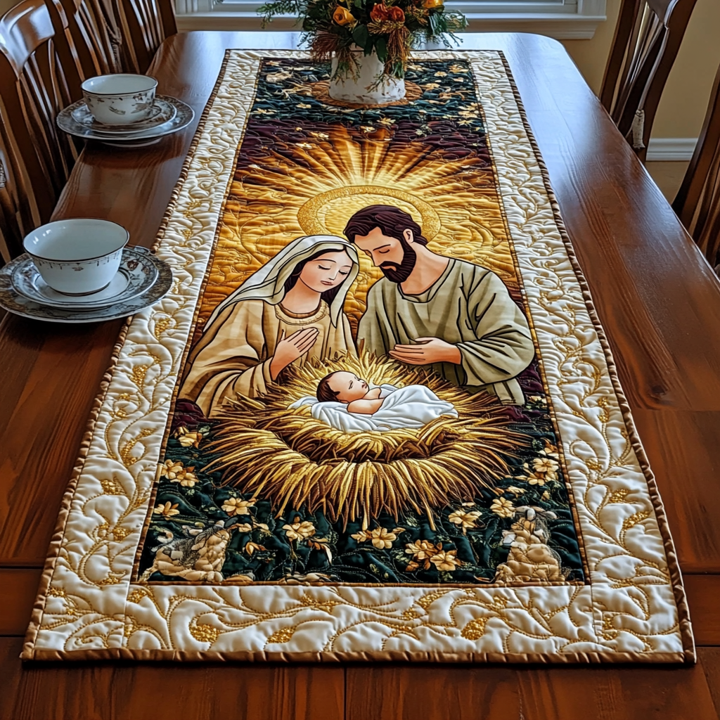 Nativity Scene TAI021024323 Quilted Table Runner – Alpha Quilt