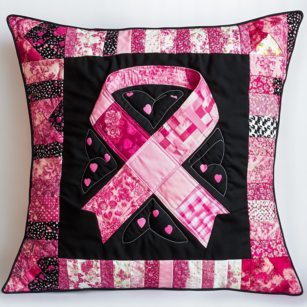 Breast Cancer Ribbon TAI101224269 Quilted Pillow Case – Alpha Quilt