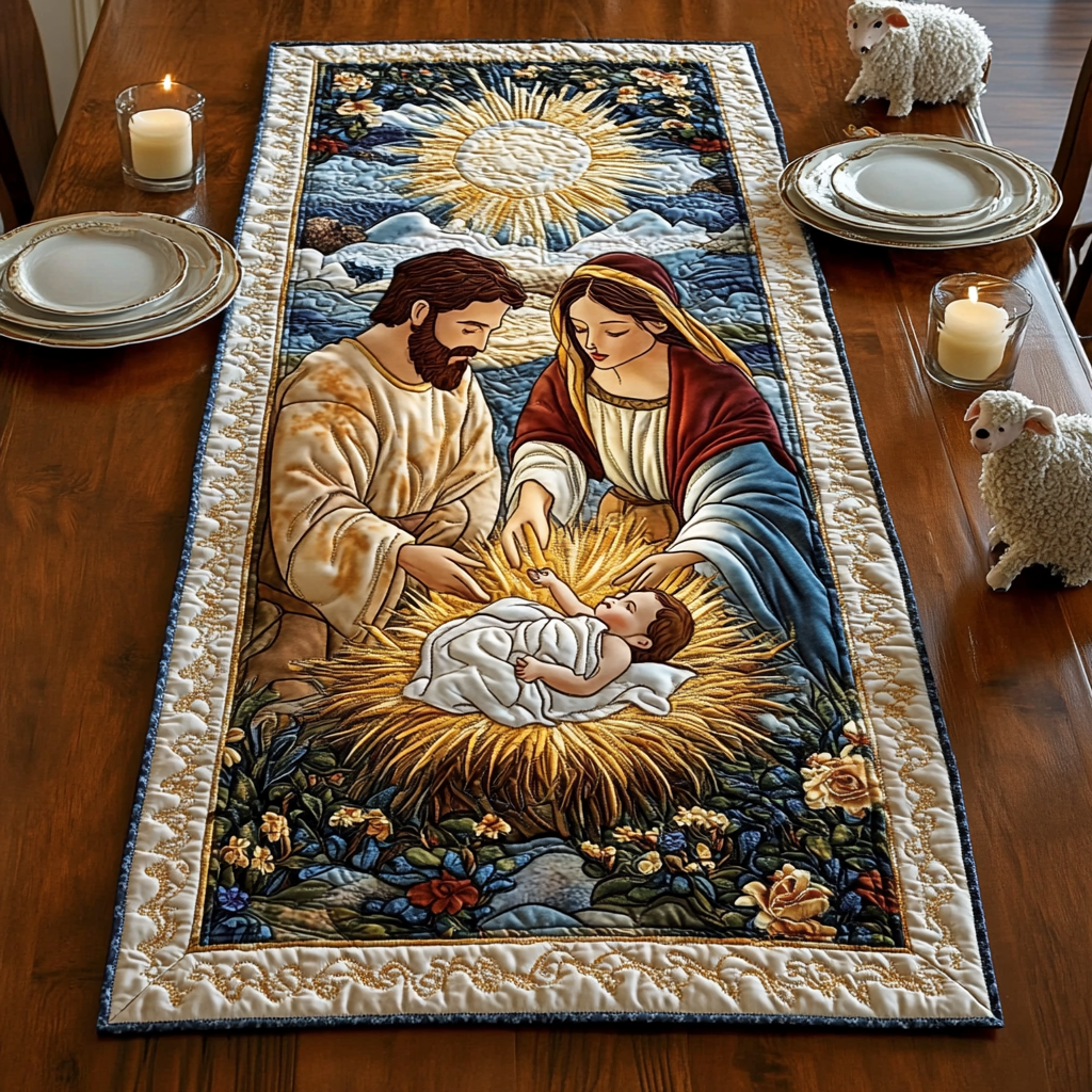 Nativity Scene TAI021024325 Quilted Table Runner – Alpha Quilt