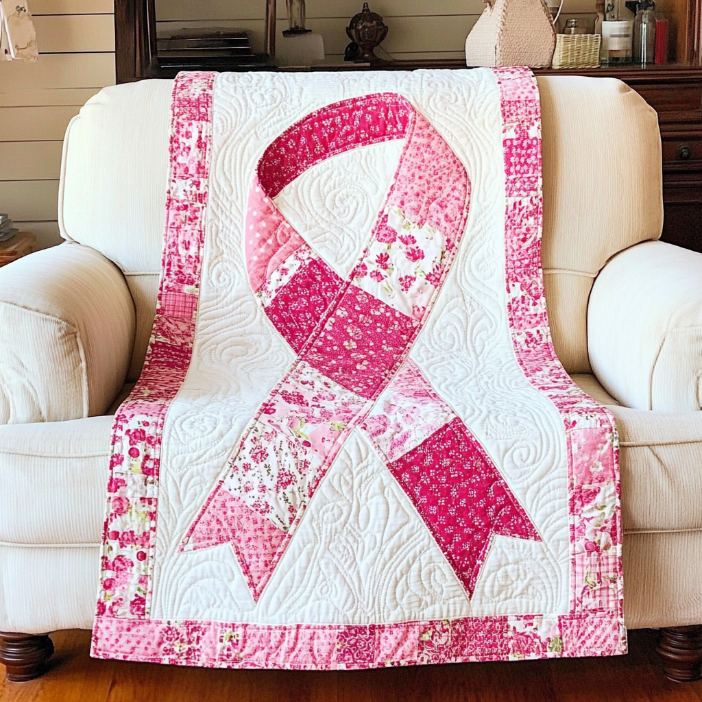 Breast Cancer Ribbon TAI101224195 Quilt Blanket – Alpha Quilt