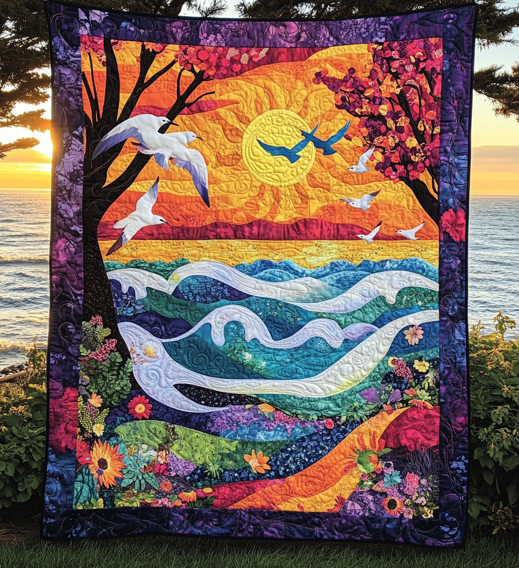 Sunset Seagull DAI281124060 Quilt Blanket – Alpha Quilt