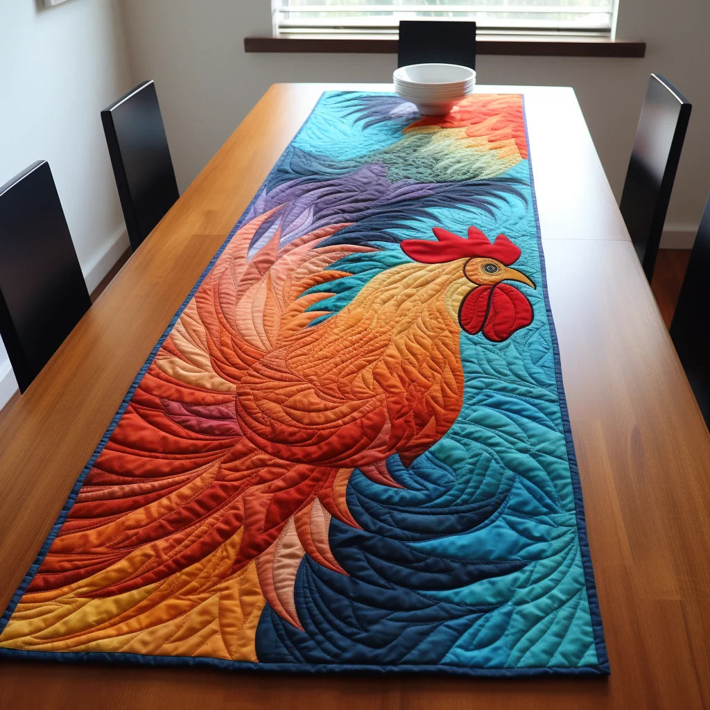 Rooster TAI261223101 Quilted Table Runner – Alpha Quilt