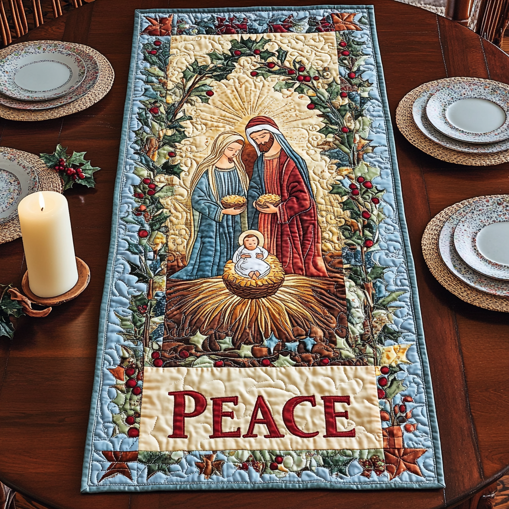 Nativity TAI041024271 Quilted Table Runner – Alpha Quilt