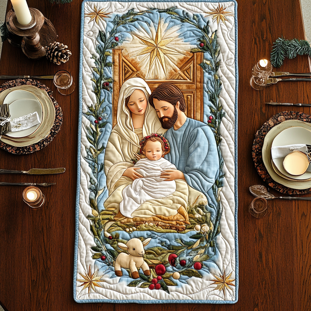 Nativity TAI041024268 Quilted Table Runner – Alpha Quilt