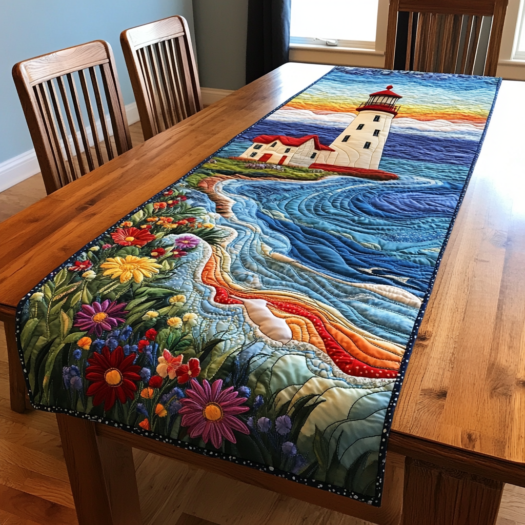 Lighthouse DAI110225361 Quilted Table Runner – Alpha Quilt