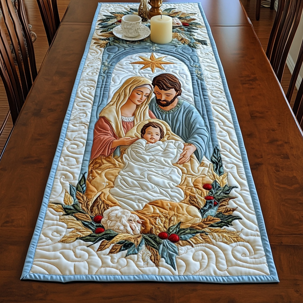 Nativity Scene TAI021024327 Quilted Table Runner – Alpha Quilt