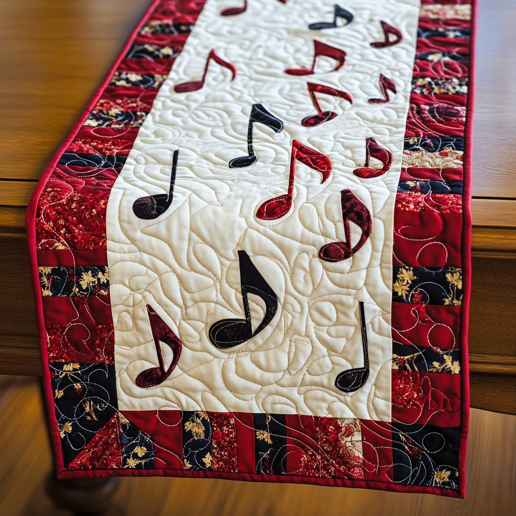 Music Note DAI110225358 Quilted Table Runner – Alpha Quilt