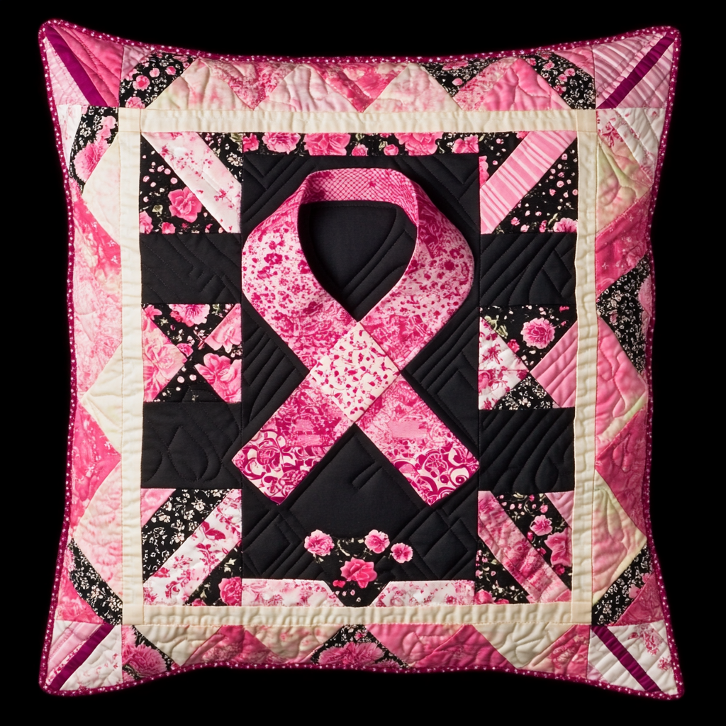 Breast Cancer Ribbon TAI101224268 Quilted Pillow Case – Alpha Quilt