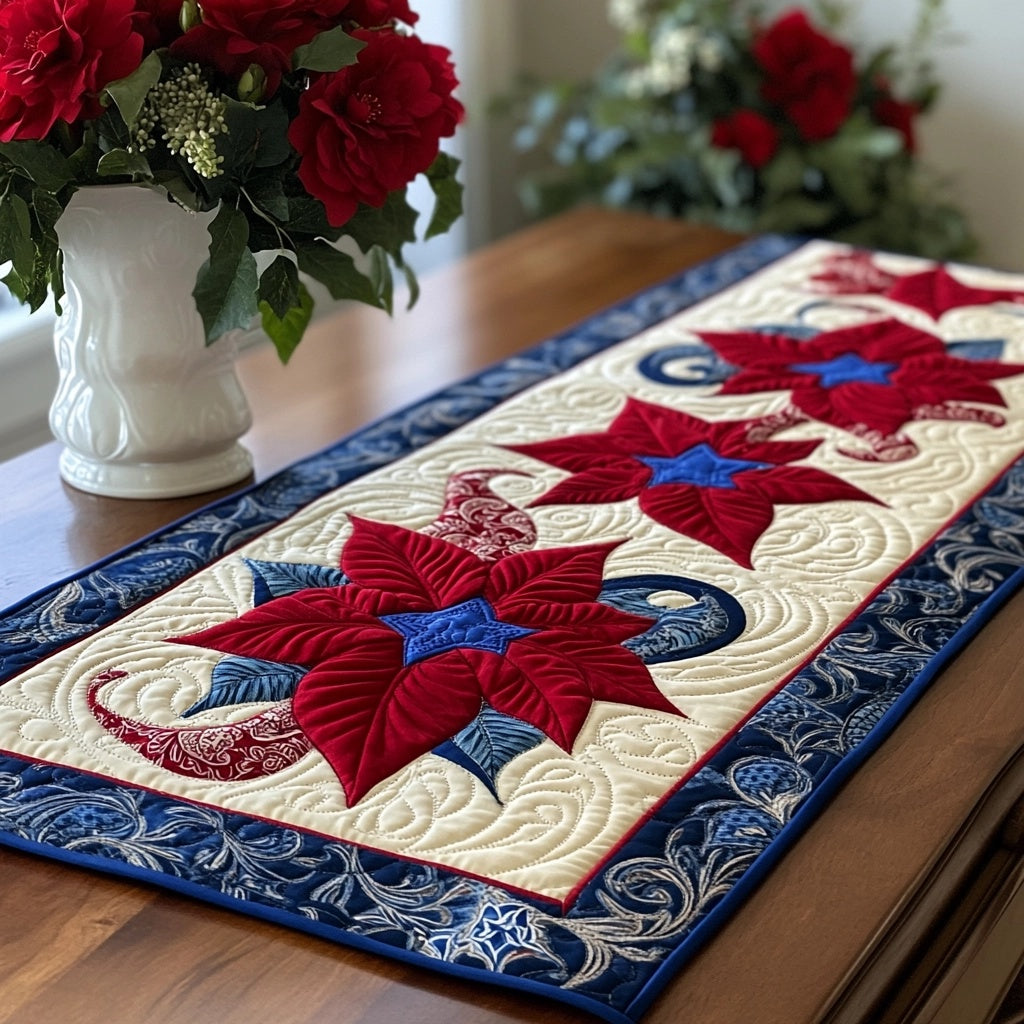 Christmas Poinsettia TAI061124213 Quilted Table Runner – Alpha Quilt