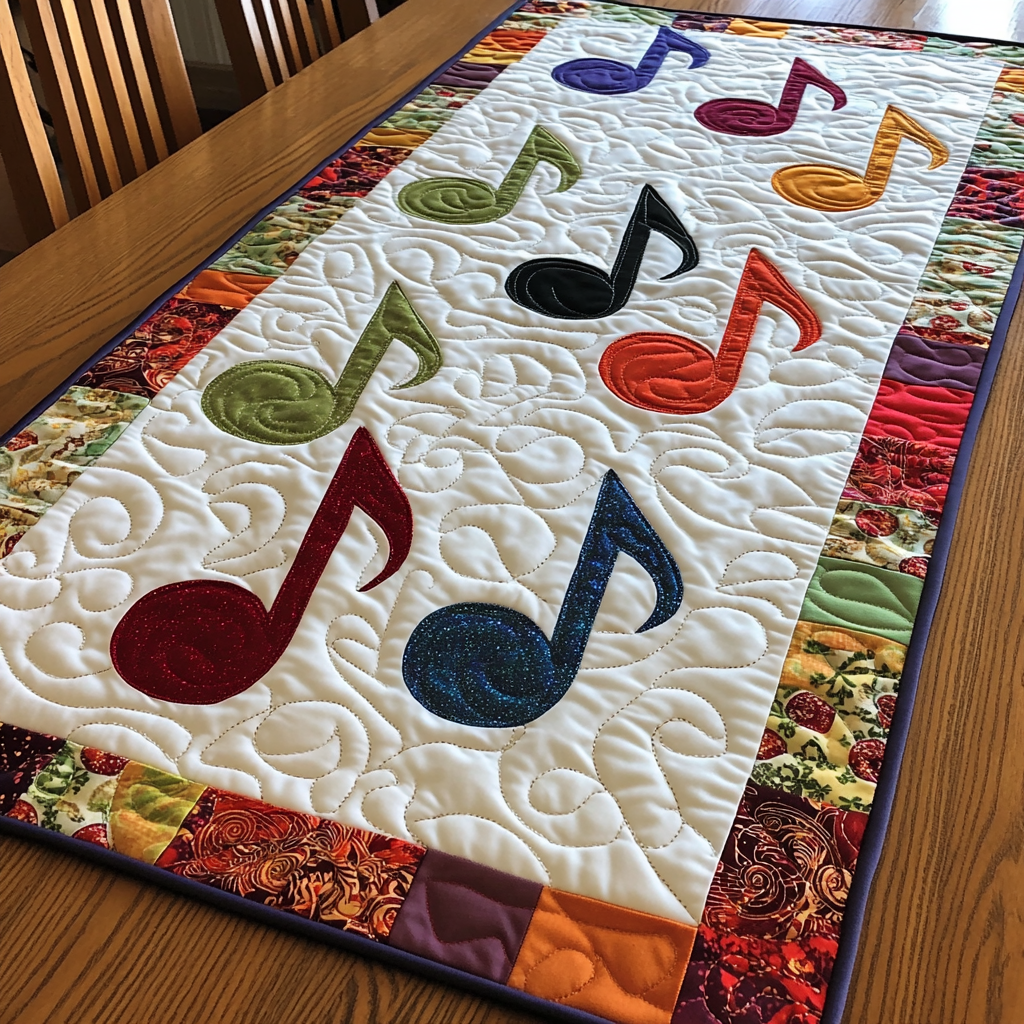 Music Note DAI311024421 Quilted Table Runner – Alpha Quilt