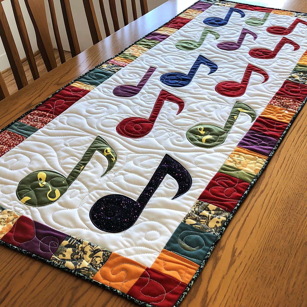 Music Note DAI311024422 Quilted Table Runner – Alpha Quilt