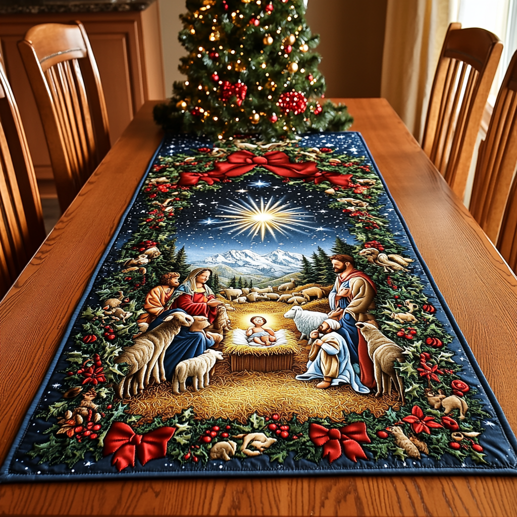 Nativity Scene TAI041124601 Quilted Table Runner – Alpha Quilt