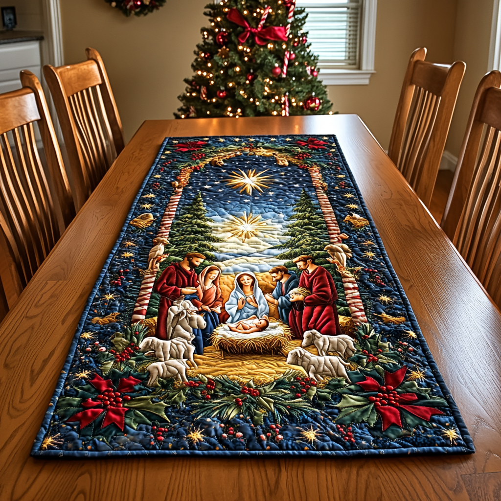 Nativity Scene TAI041124603 Quilted Table Runner – Alpha Quilt