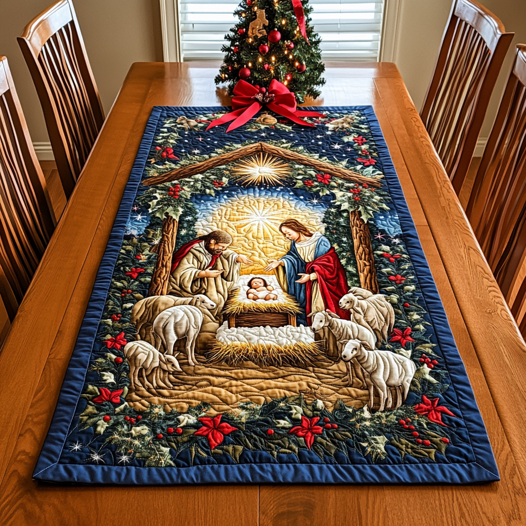 Nativity Scene TAI041124605 Quilted Table Runner – Alpha Quilt