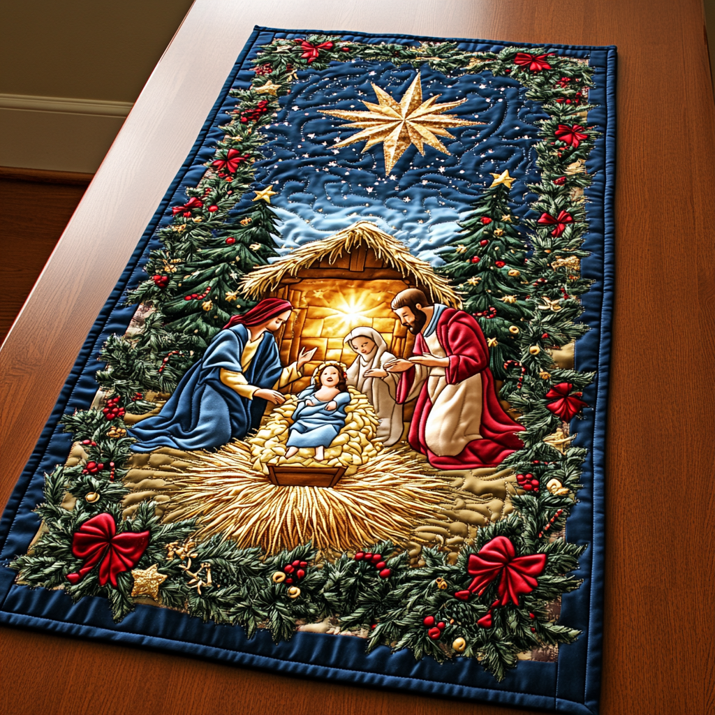 Nativity Scene TAI041124608 Quilted Table Runner – Alpha Quilt