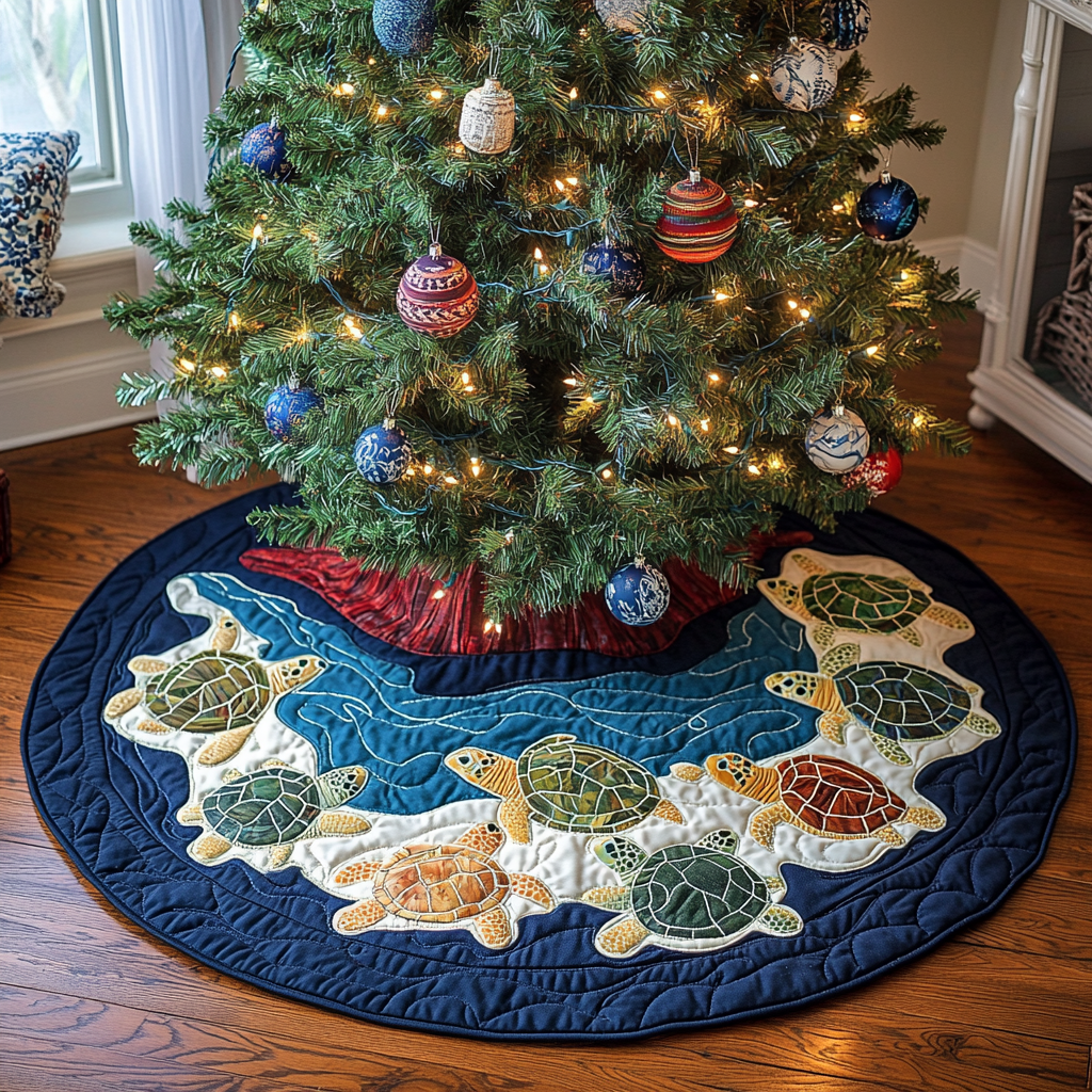 Turtle TAI041124537 Quilted Tree Skirt – Alpha Quilt